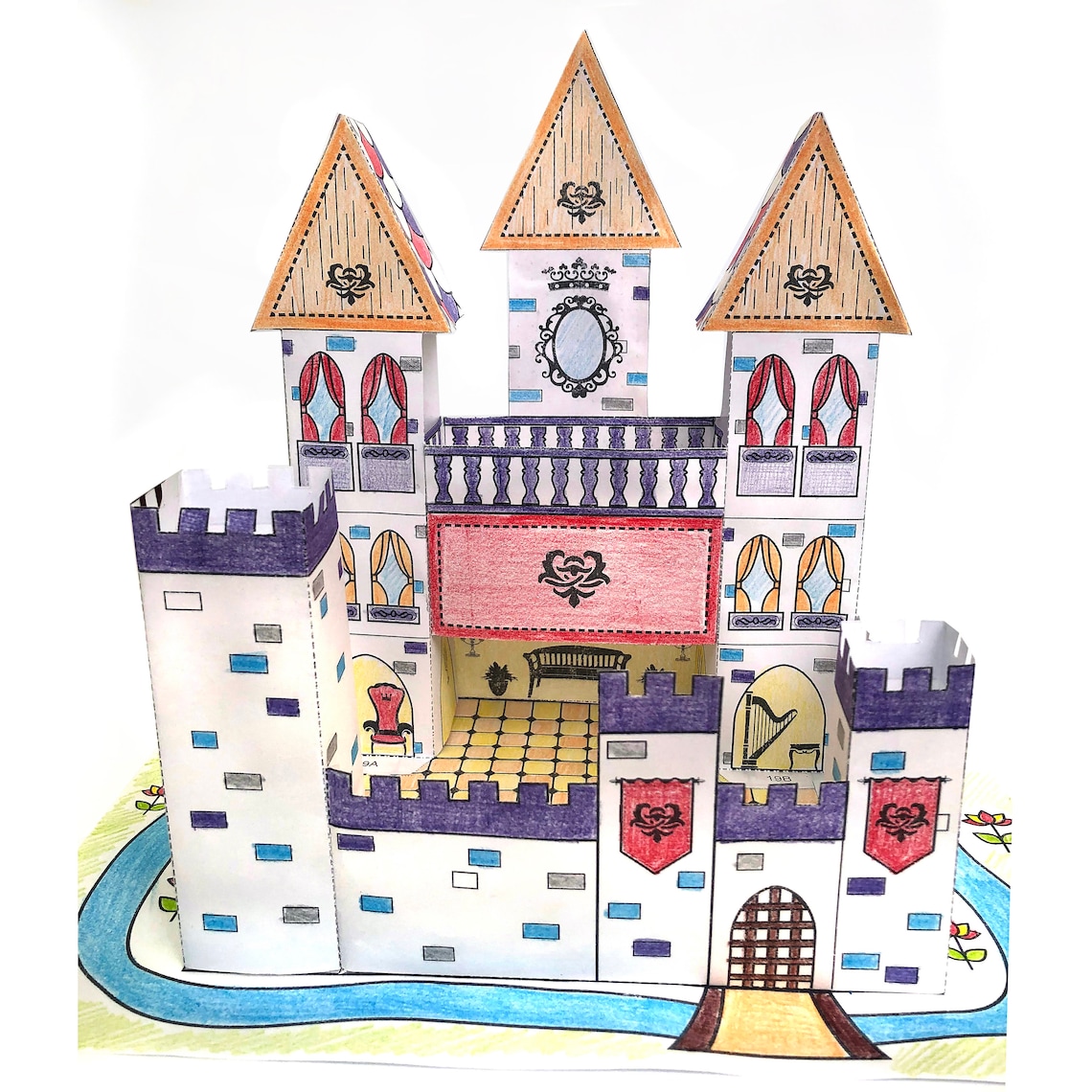 Printable Paper Toy Princess Castle Paper Craft Kit Coloring - Etsy