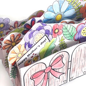 Printable Paper Mother's Day 3D Card Flowers Basket PDF Paper Craft for ...