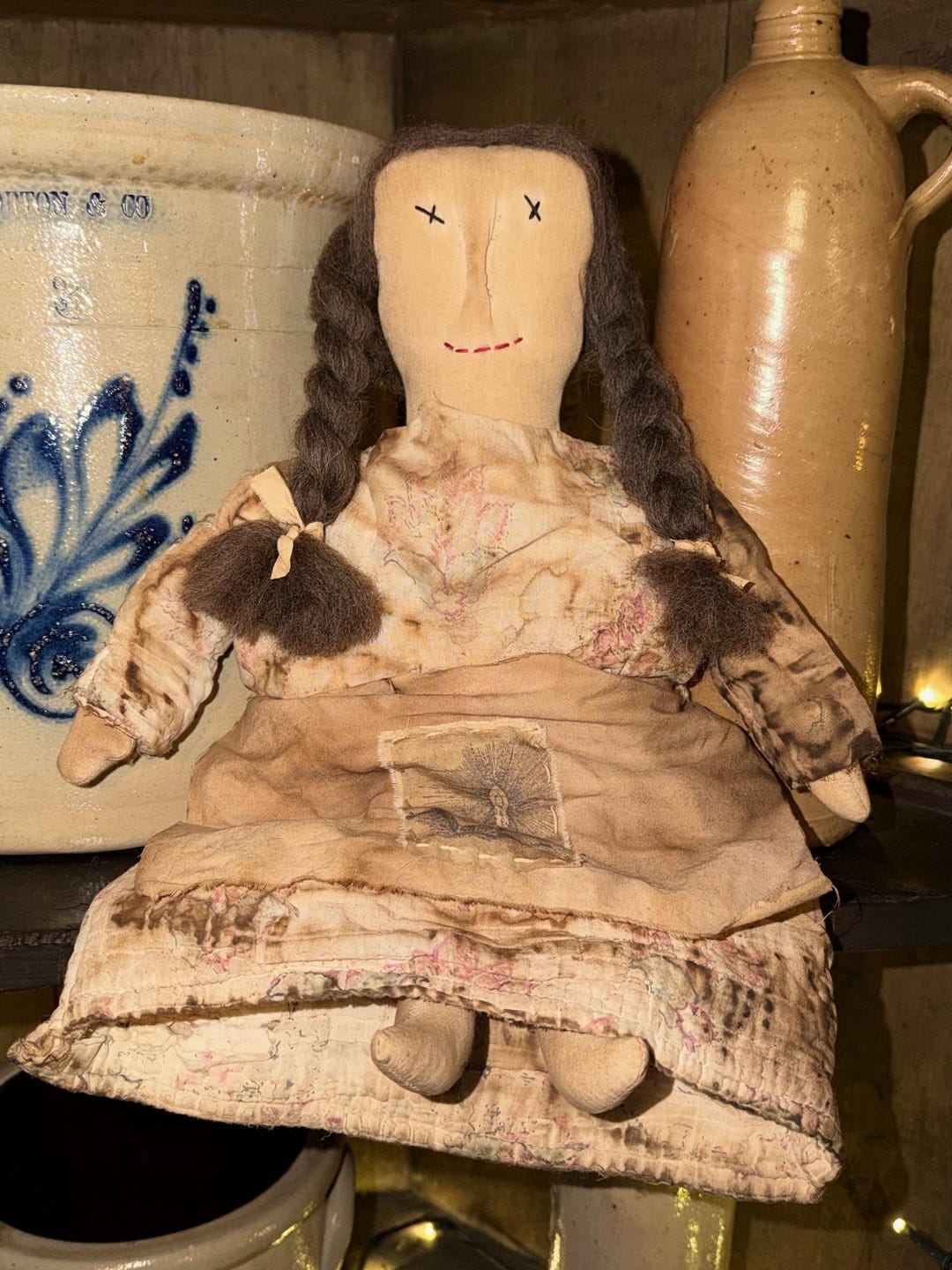 Primitive Handmade "beatrice" Doll Grungy Distressed Rustic Stained ...