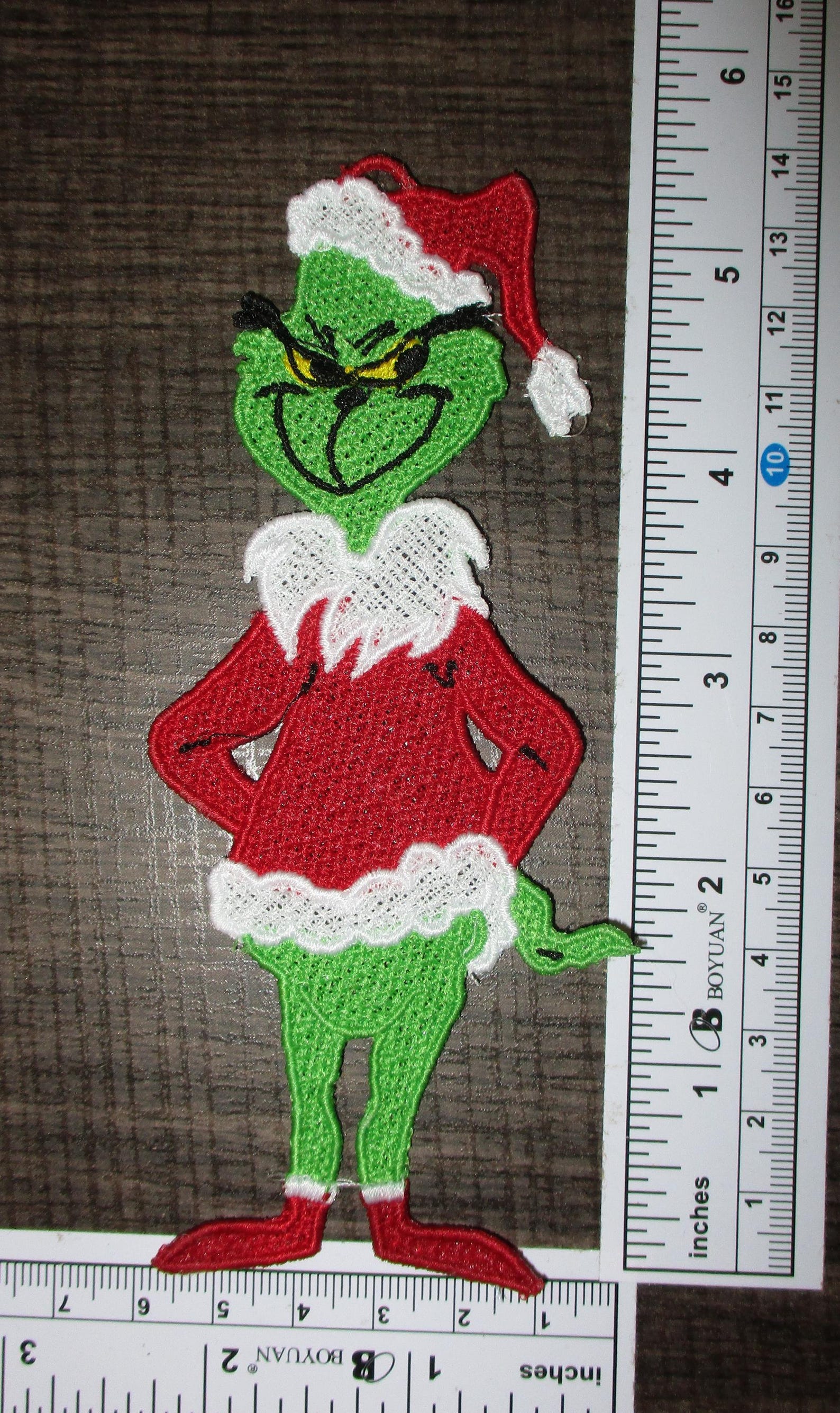 Grinch Ornament Machine Embroidered - Etsy