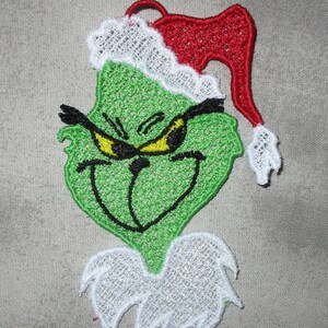 Grinch Ornament Machine Embroidered - Etsy