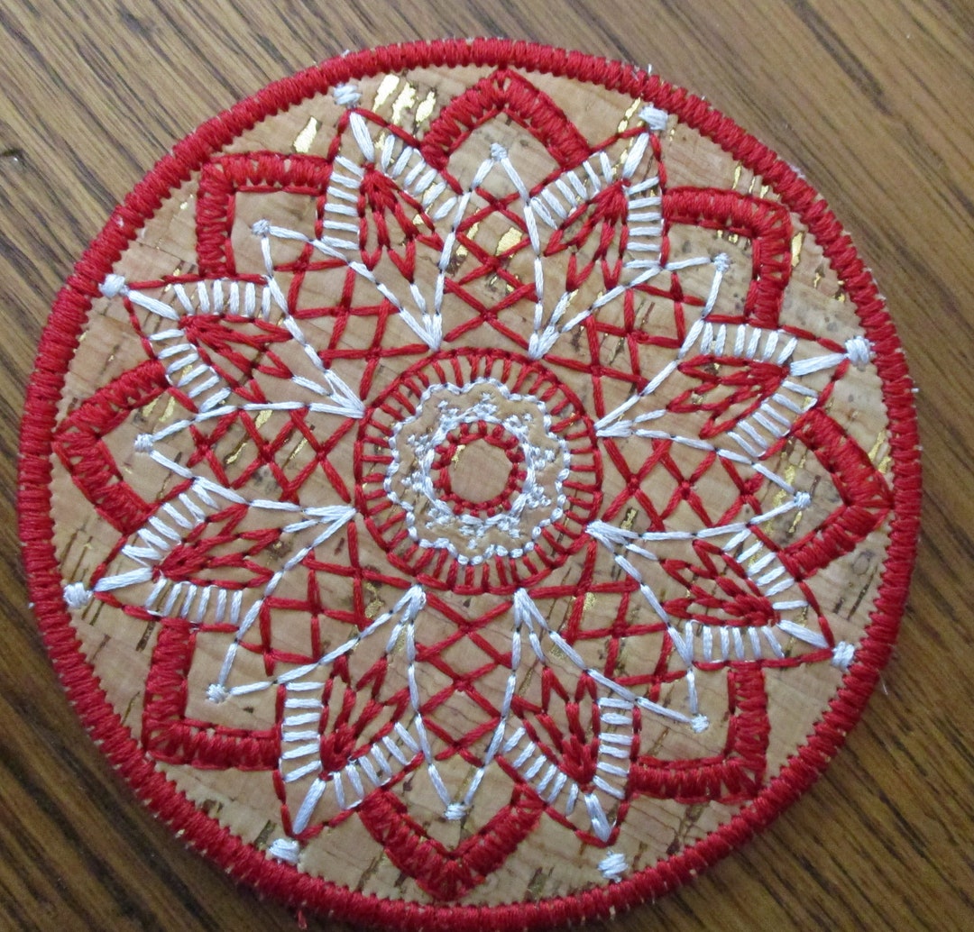 Cork Coasters Machine Embroidered - Etsy