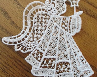 Angel Ornament Made of Lace and Yarn. Choose Between Red and Pink ...