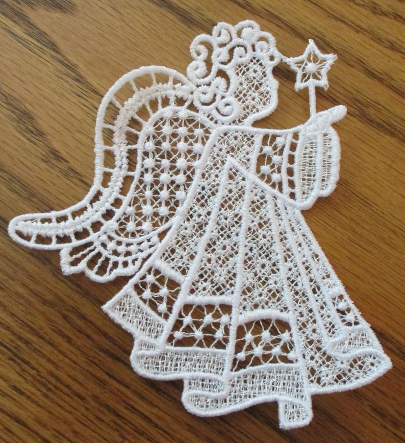 Angel Lace Ornament Machine Embroidered - Etsy