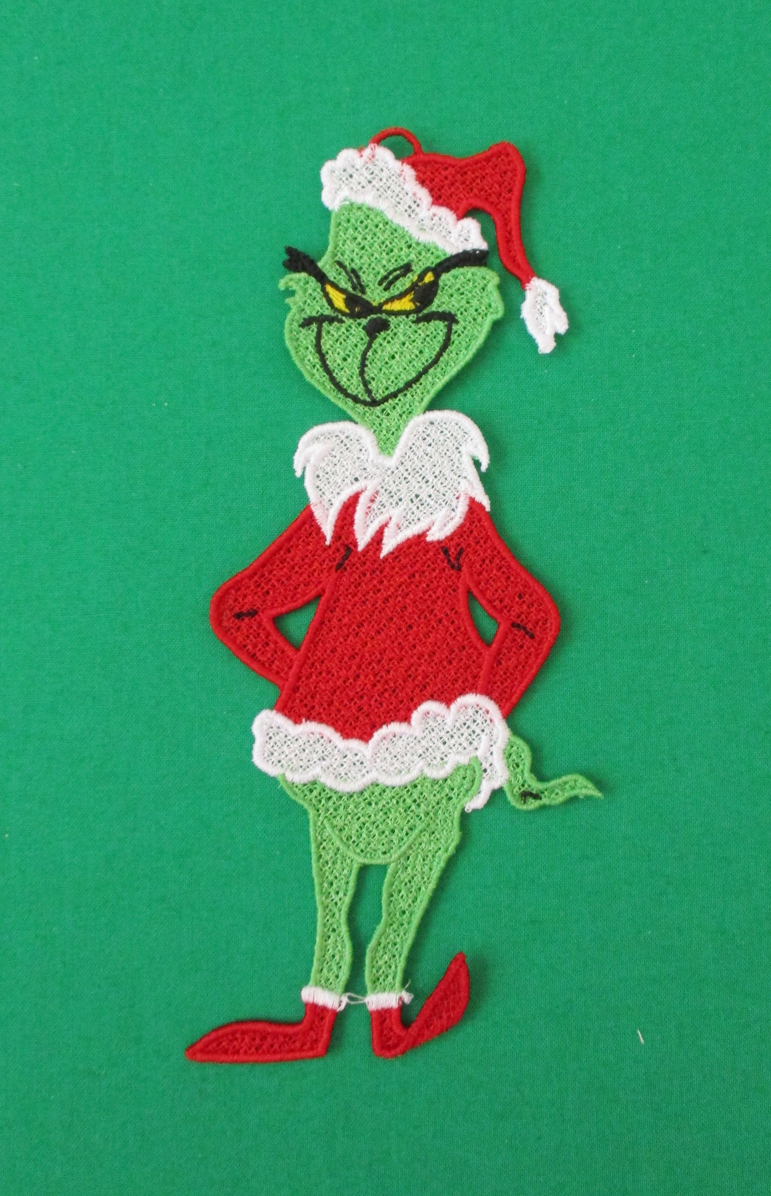 Grinch Ornament Machine Embroidered - Etsy