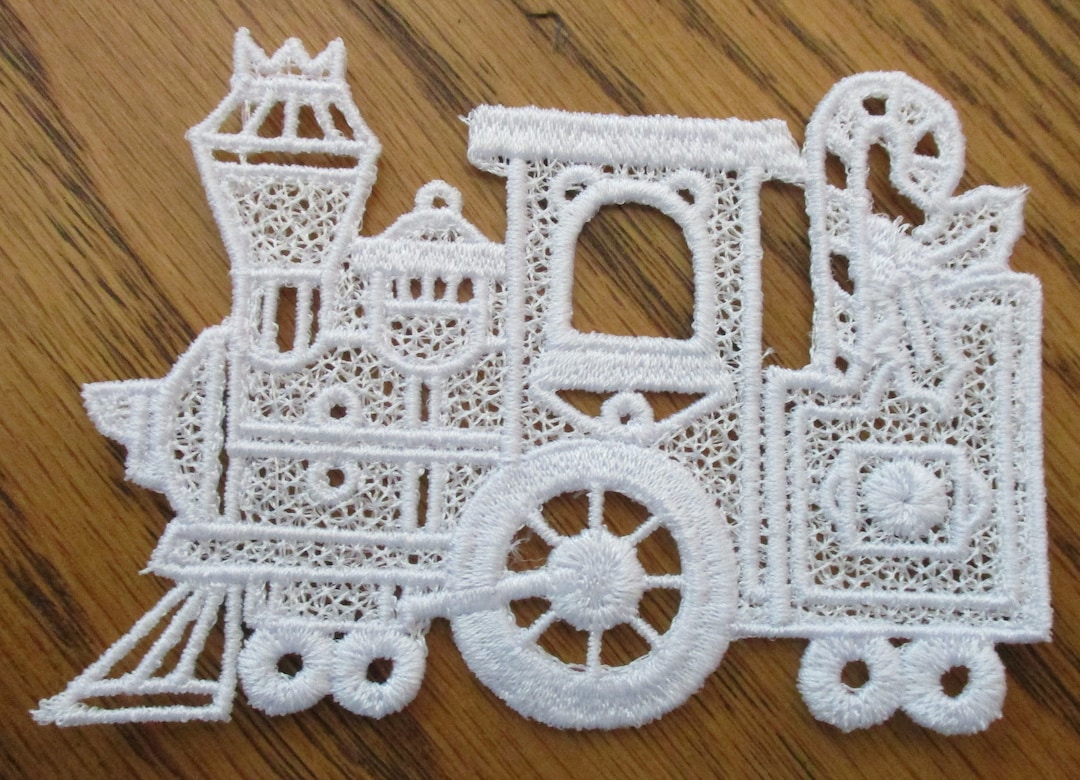 Lace Train Ornament Machine Embroidered - Etsy