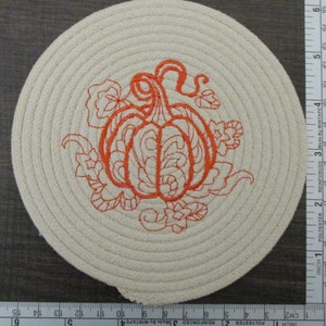 Embroidered Clothesline Rope Trivet / Coaster With Pumpkin Design - Etsy