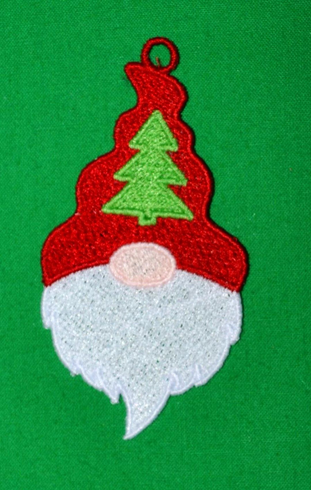 Ornament Machine Embroidered Christmas Tree Gnome - Etsy