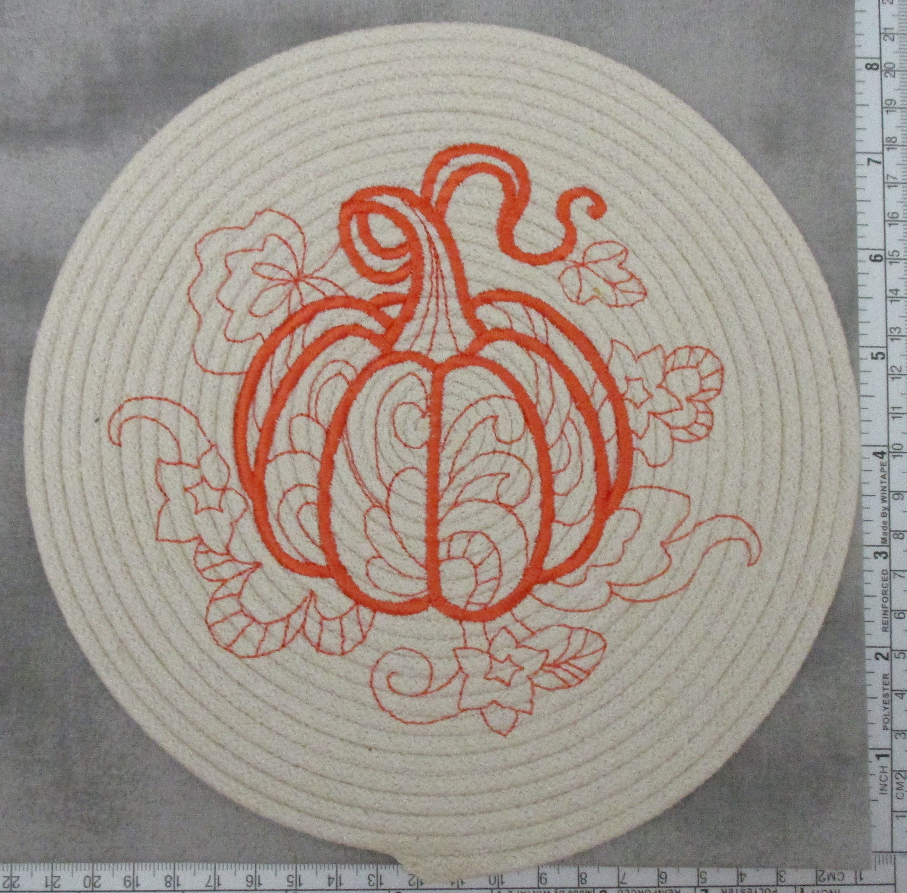 Embroidered Clothesline Rope Trivet / Coaster With Pumpkin Design - Etsy