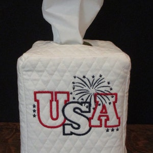 USA Embroidered Tissue Holder - Etsy
