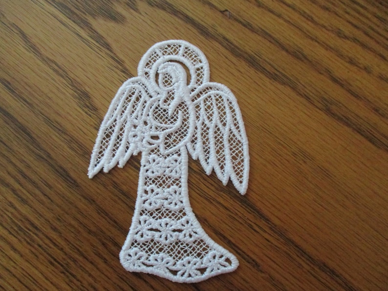Angel Lace Ornament Machine Embroidered - Etsy