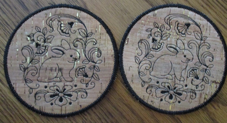 Cork Coasters Machine Embroidered Set of 2 - Etsy