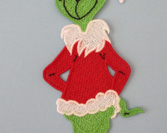 Grinch Ornament Machine Embroidered - Etsy