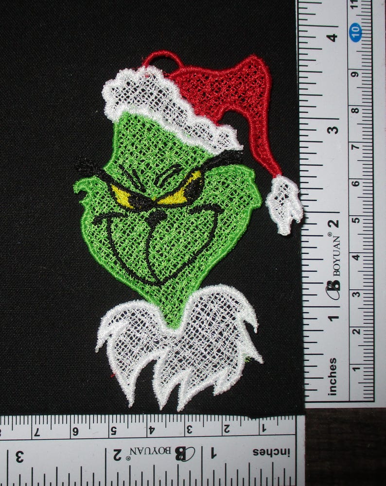 Grinch Ornament Machine Embroidered - Etsy
