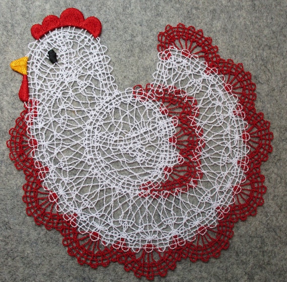 Chicken lace doily | Etsy