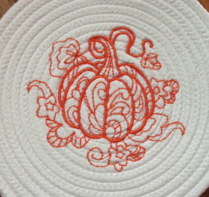 Embroidered Clothesline Rope Coasters 5, With Pumpkin Design - Etsy