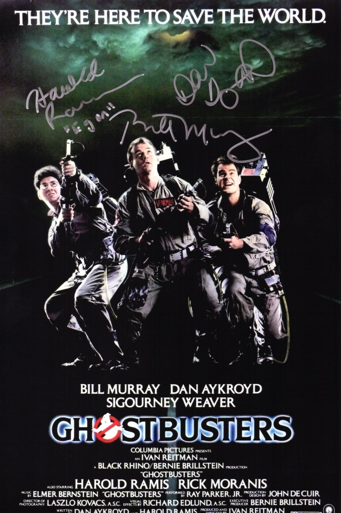 Limited Edition Ghostbusters Poster Cast Signed Photograph CERT PRINTED ...
