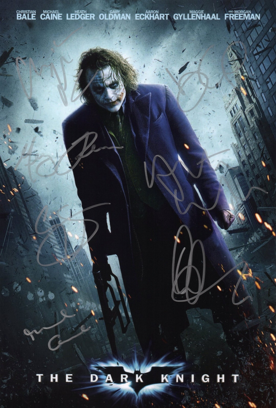 Limited Edition Batman Dark Knight Poster Cast Signed Photograph CERT PRINTED AUTOGRAPH - Etsy