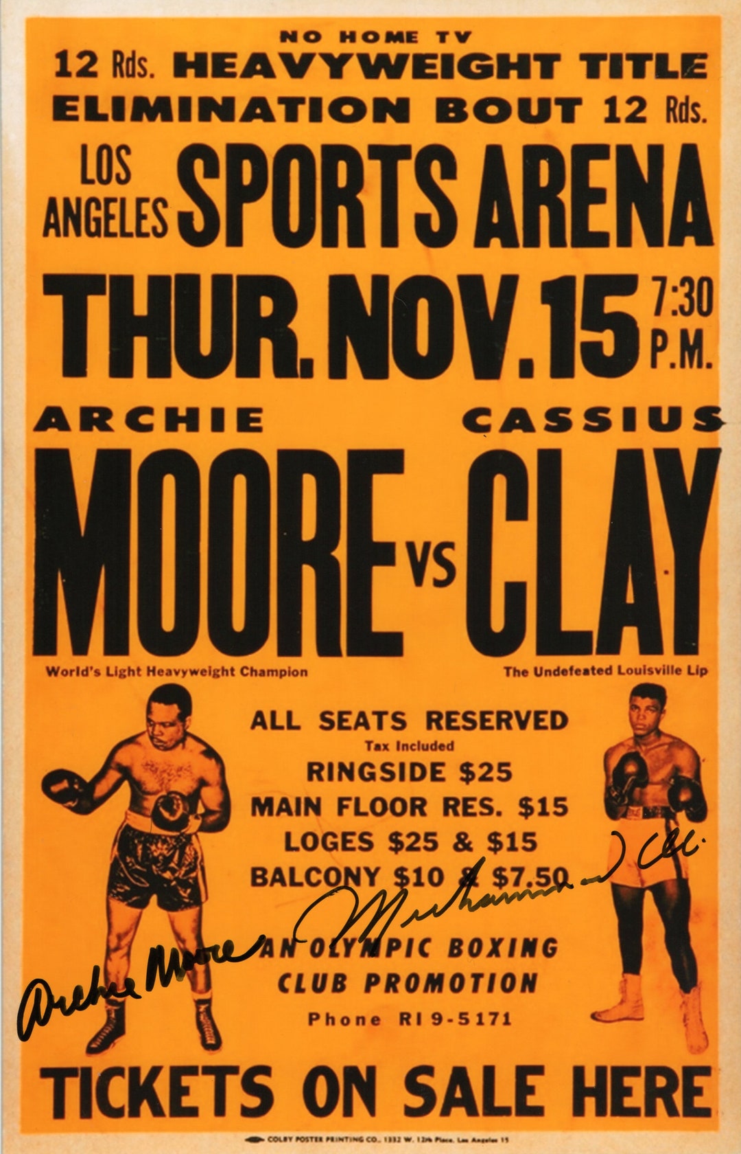 Limited Edition Muhammad Ali Archie Moore Boxing Signed Photograph CERT ...