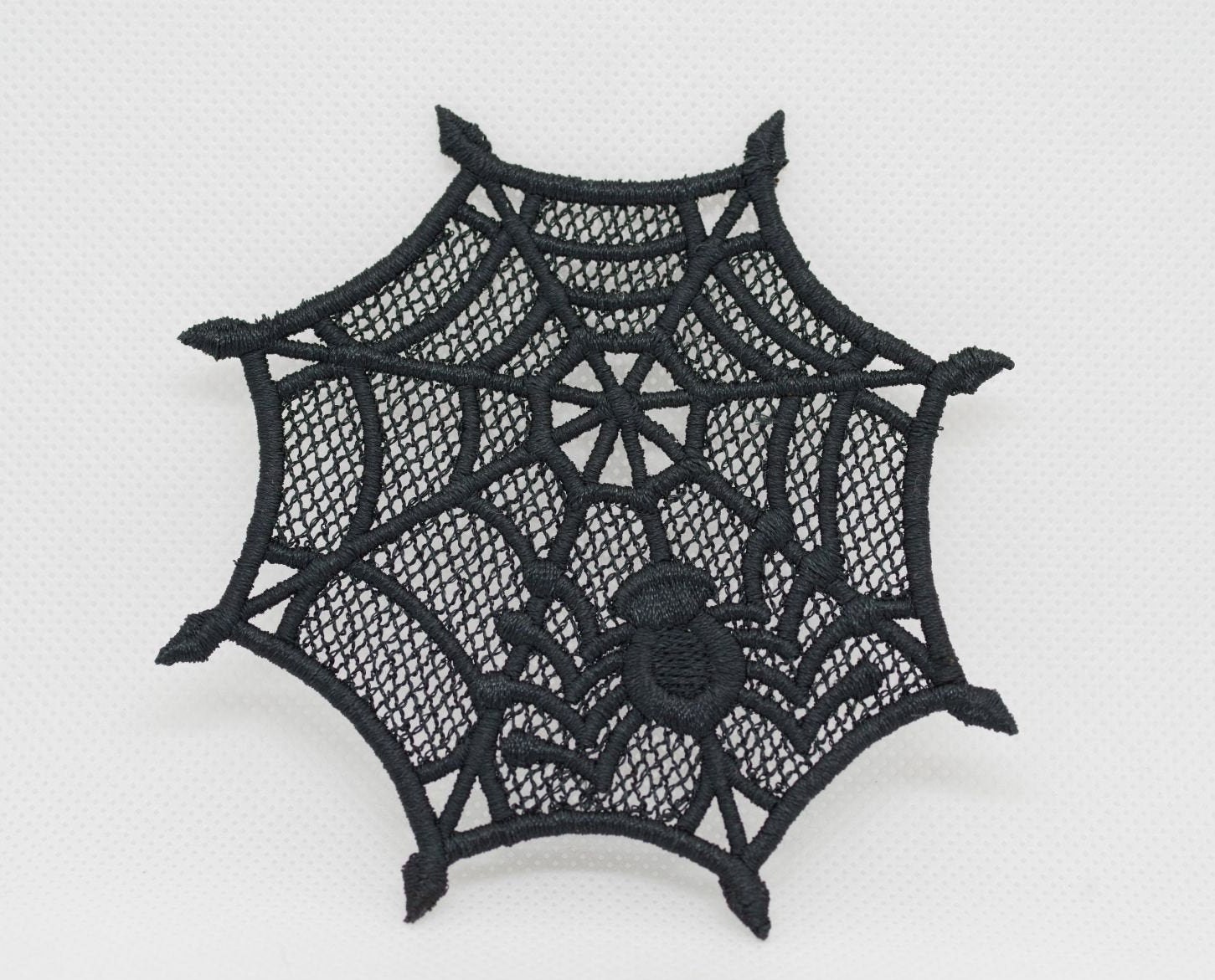 Spiderweb and Spider Decorations, Black Lace, Halloween Lace, Spiderweb ...