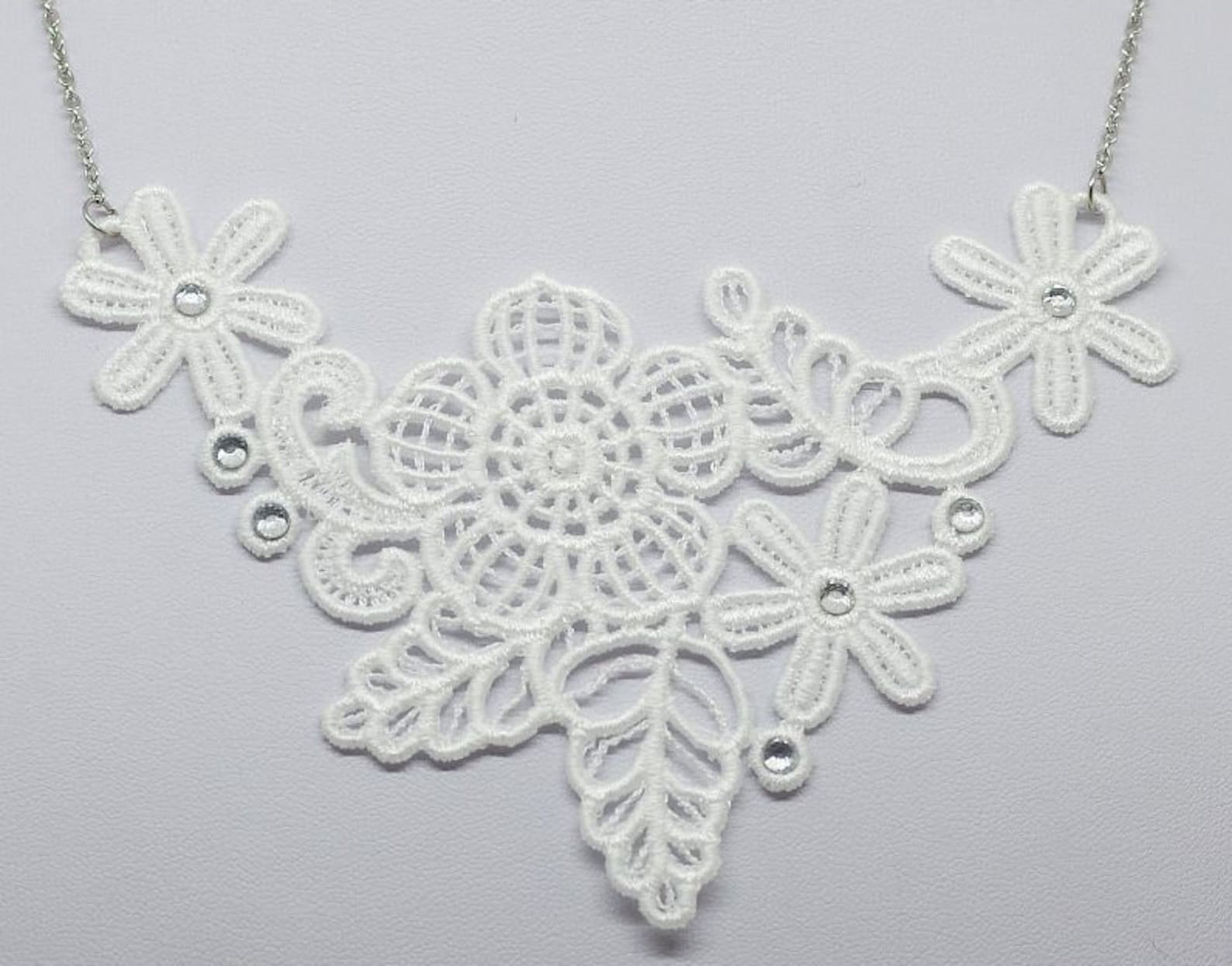 White Necklace Lace Necklace Floral Necklace Lace Jewelry - Etsy