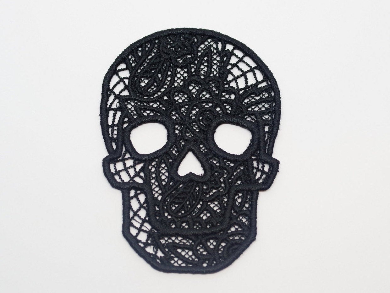 Skull Lace, Darkly Skull, Lace Applique, Halloween Decor, Halloween ...