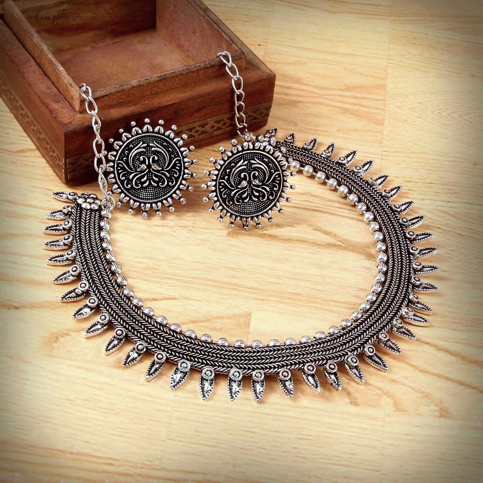 Oxidized Silver Plated Handmade Designer Jewellery Set/ Party - Etsy