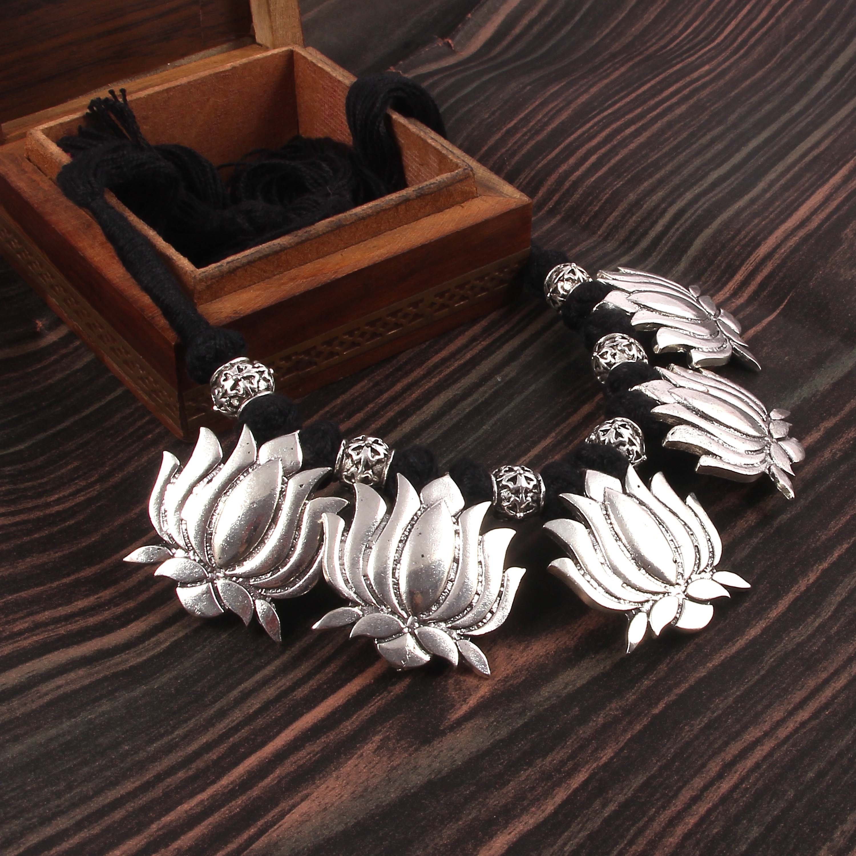 Lotus oxidised choker store