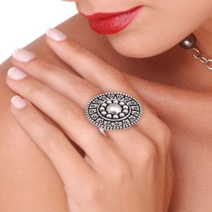Oxidized Silver Plated Handmade Adjustable Ring/ Party Wear Ring ...