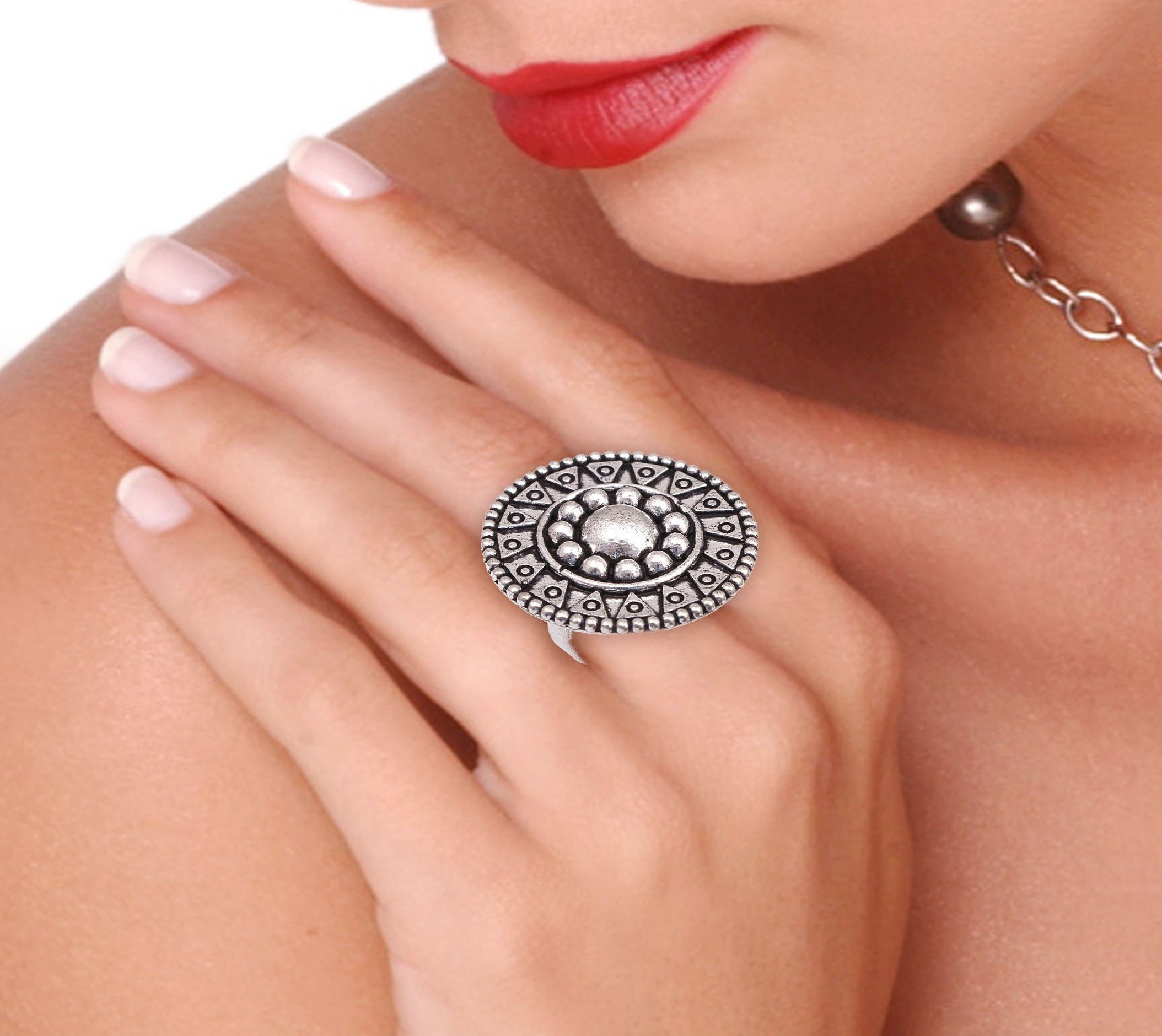 Oxidized Silver Plated Handmade Adjustable Ring/ Party wear | Etsy