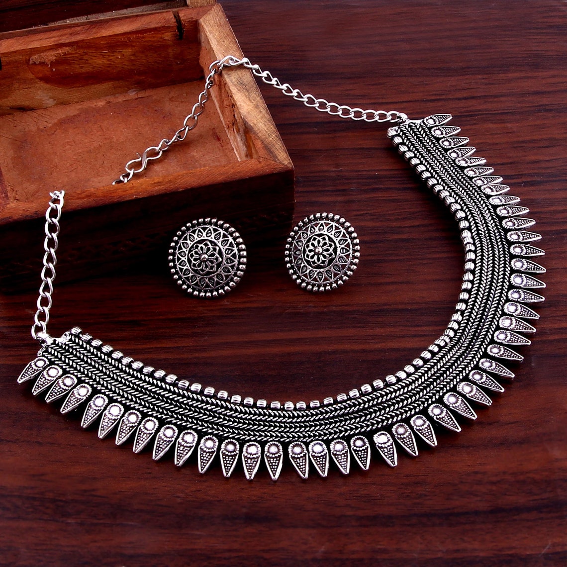 Oxidized Silver Plated Handmade Designer Jewellery Set/ Party - Etsy