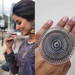Bollywood Oxidized Silver Plated Biz Size Indian Traditional Adjustable ...