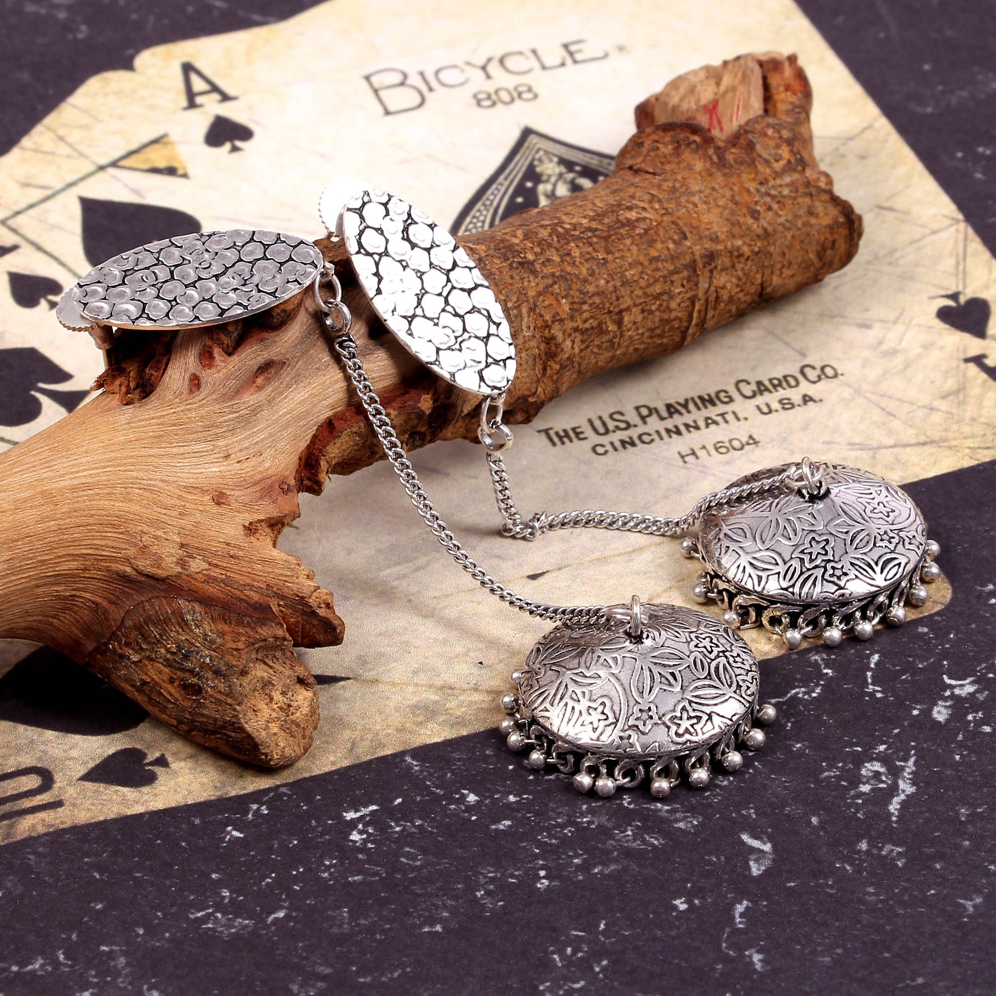 Oxidized Silver Plated Handmade Long chain Jhumka jhumki | Etsy