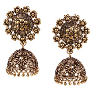 Oxidized Gold Plated Handmade Jhumka Jhumki Ethnic Earrings for Women ...