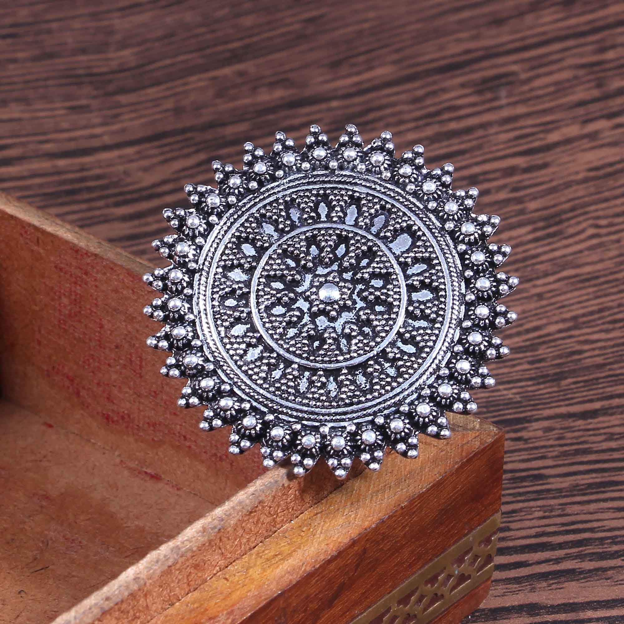 Oxidized German Silver Plated Party Wear Adjustable Finger - Etsy