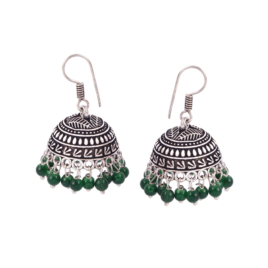 Oxidized Silver Plated Handmade Medium Size Hook Drop Green - Etsy