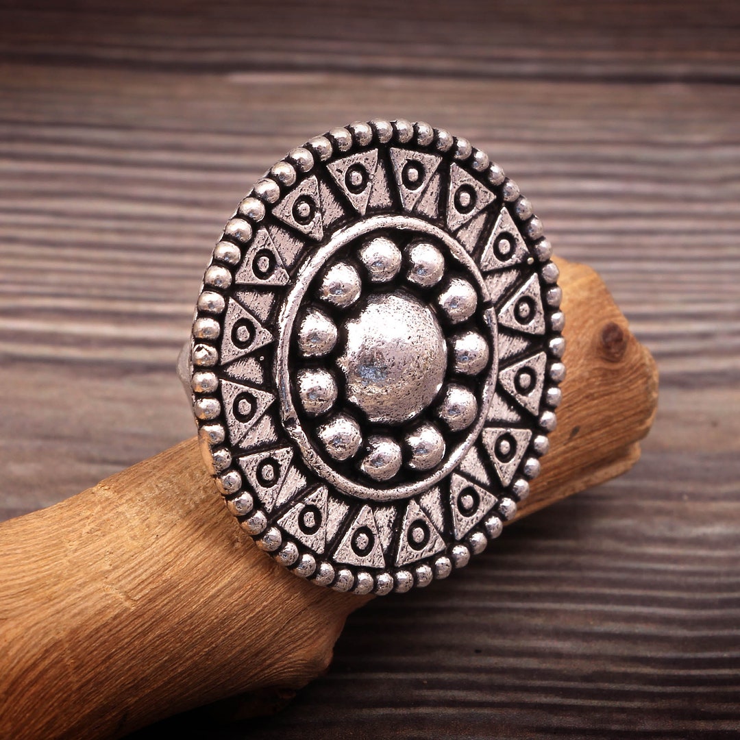 Oxidized Silver Plated Handmade Adjustable Ring/ Party Wear Ring ...