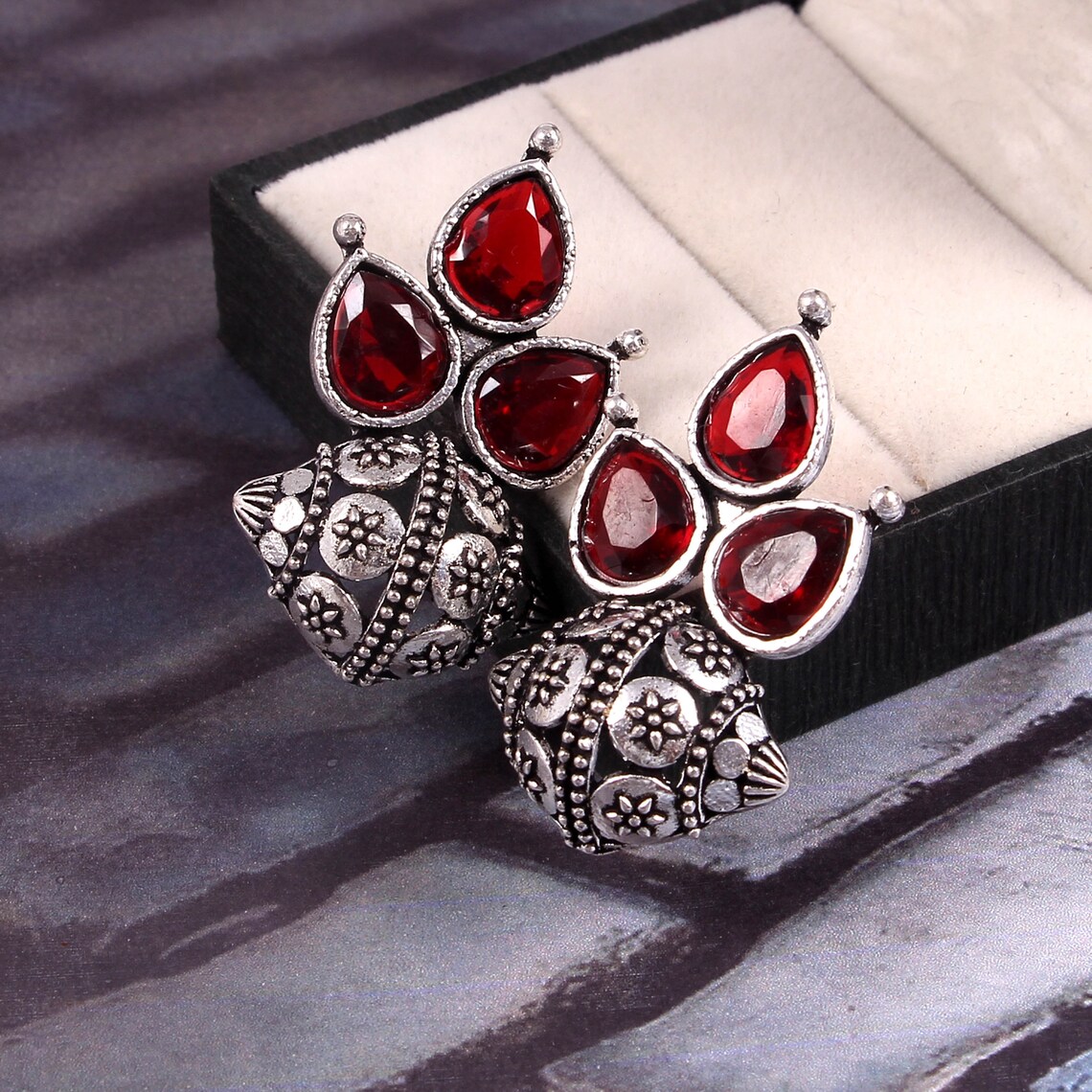 Oxidized Silver Plated Handmade Statement Party Wear Stone - Etsy