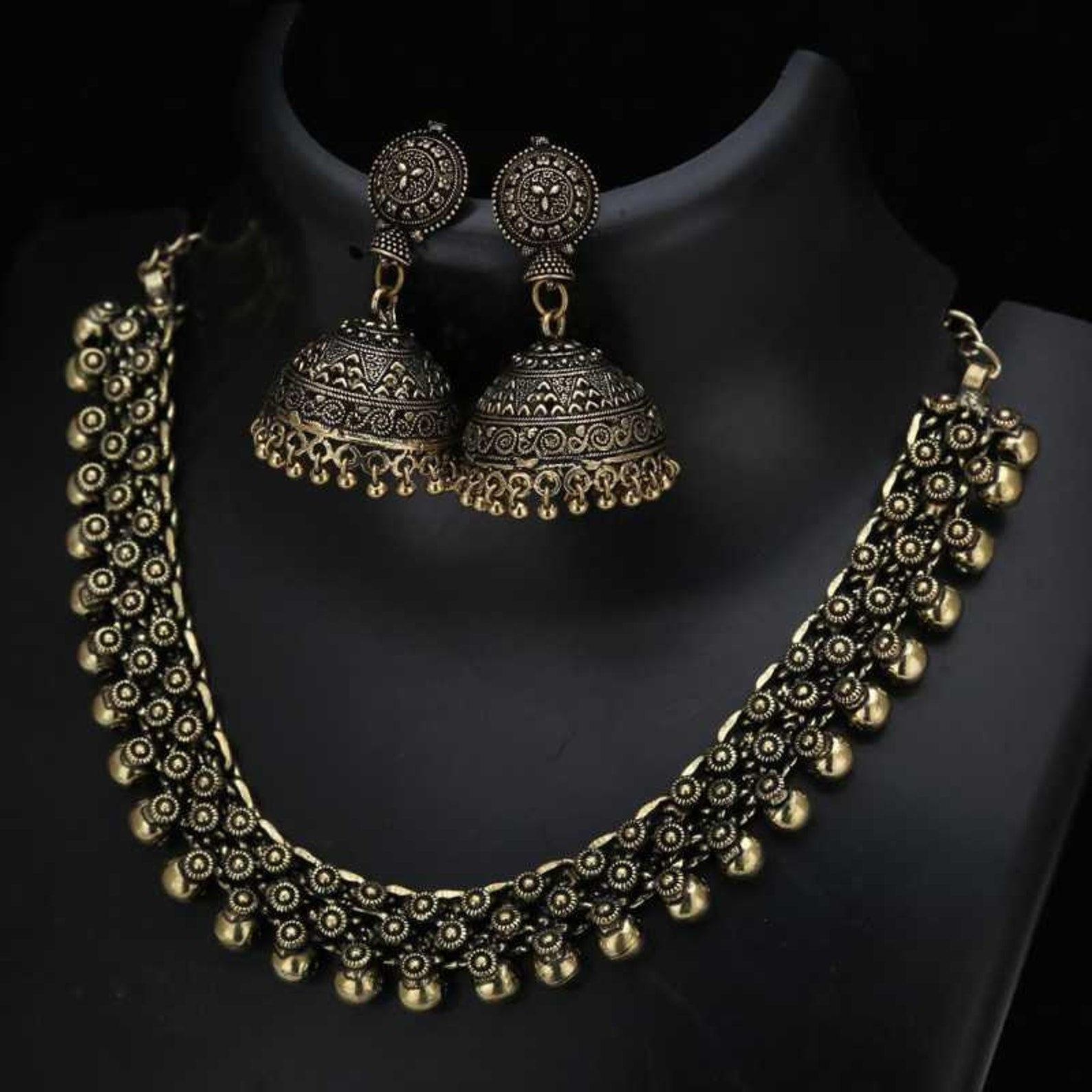 Oxidized Gold Plated Handmade Jewellery Set/ Party Wear Jewely - Etsy