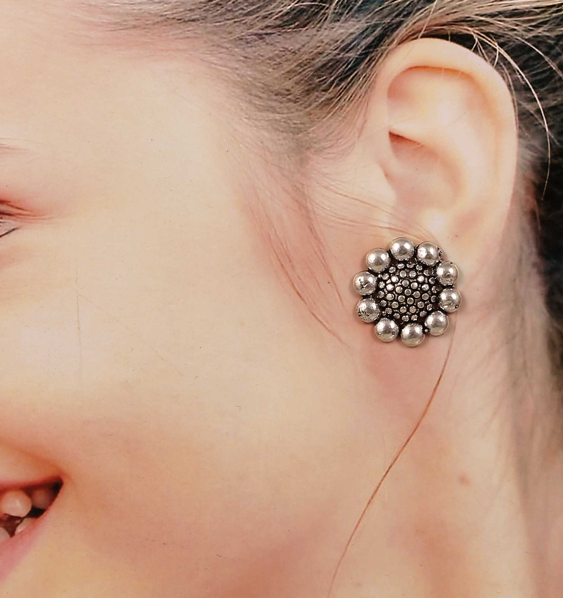 Oxidized Silver Plated Handmade Best Quality Light Weight Stud | Etsy