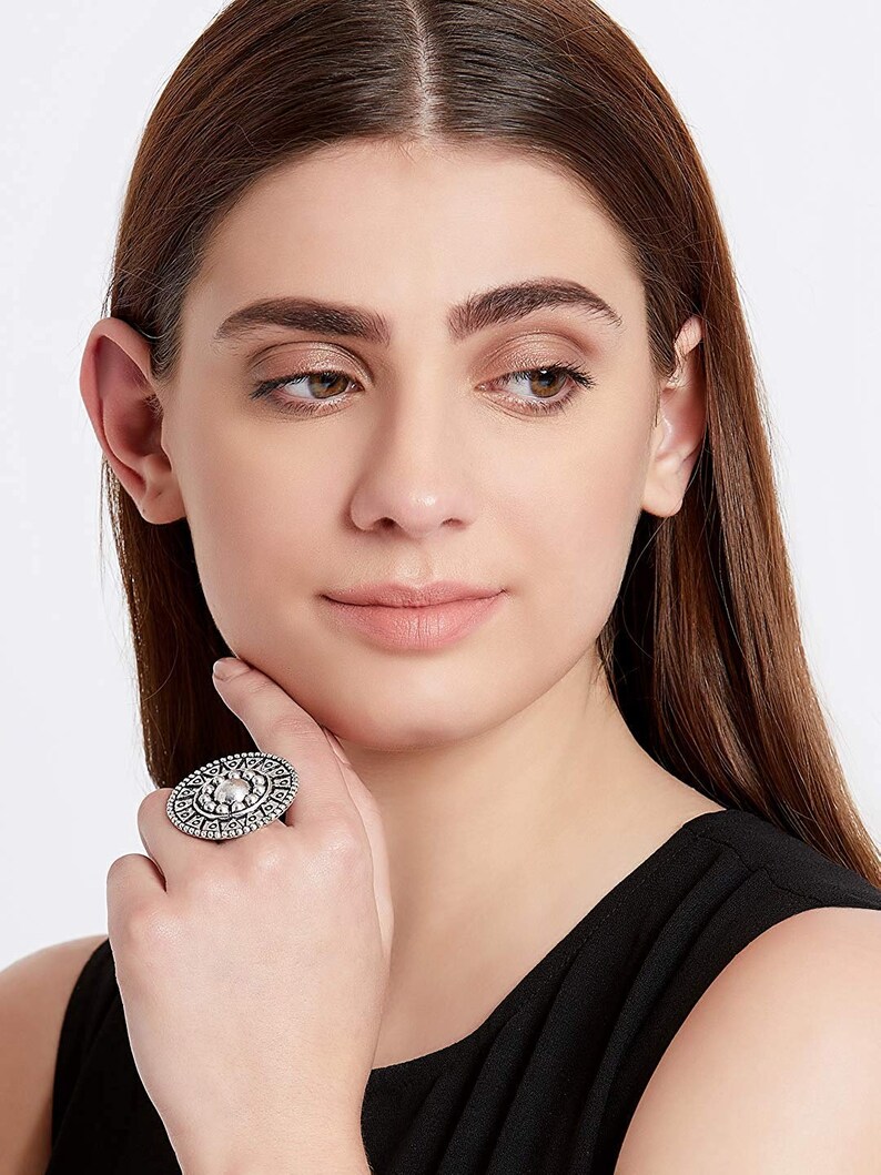 Oxidized Silver Plated Handmade Adjustable Ring/ Party wear | Etsy