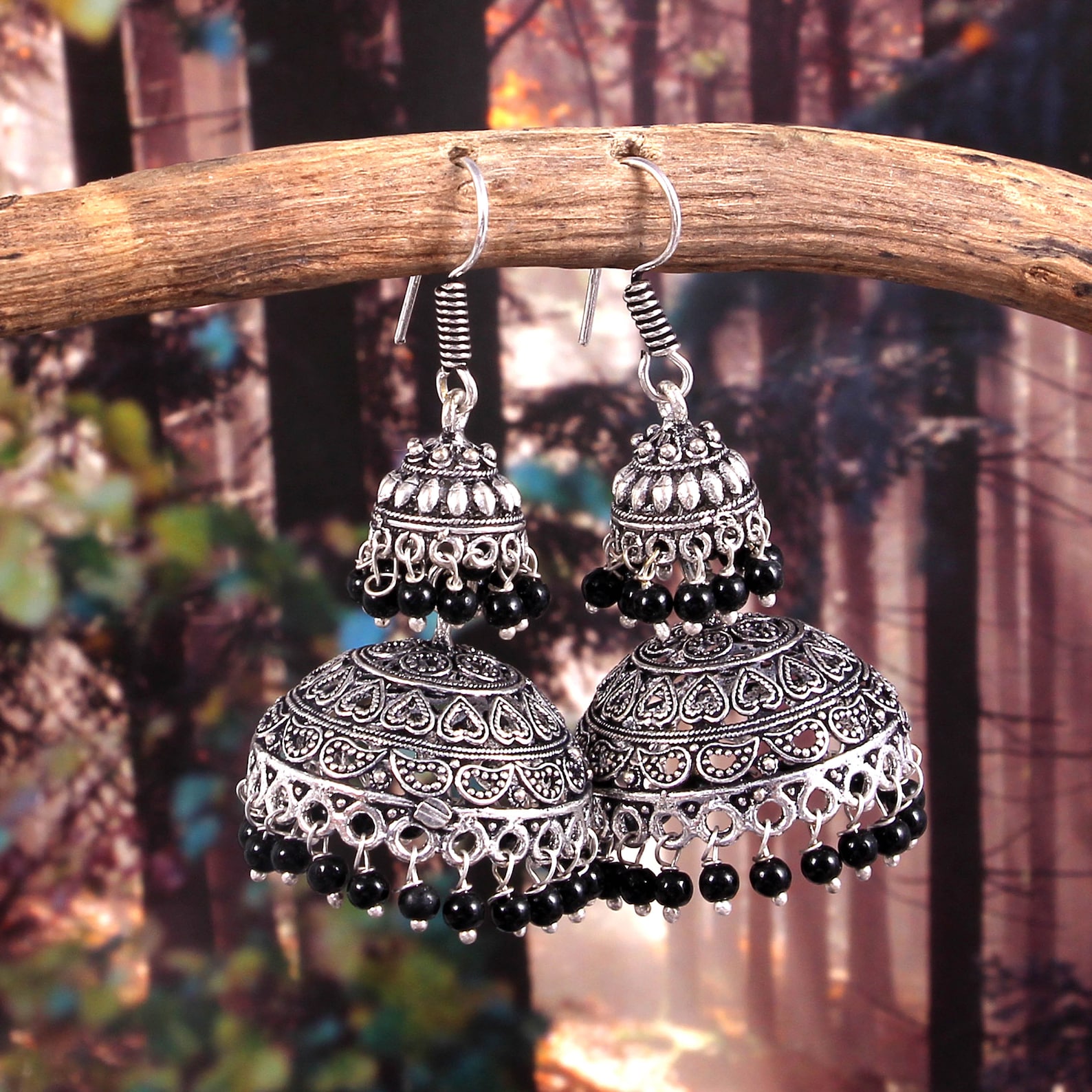Oxidized Silver Plated Handmade Double Big Jhumka Jhumki - Etsy