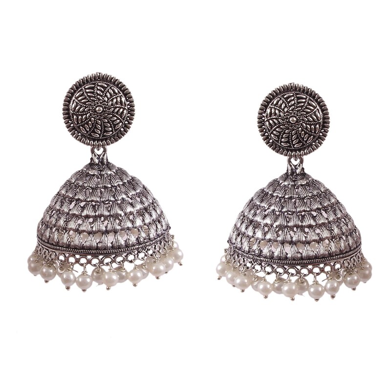 Oxidized Silver Plated Handmade Big Jhumka Jhumki Indian - Etsy