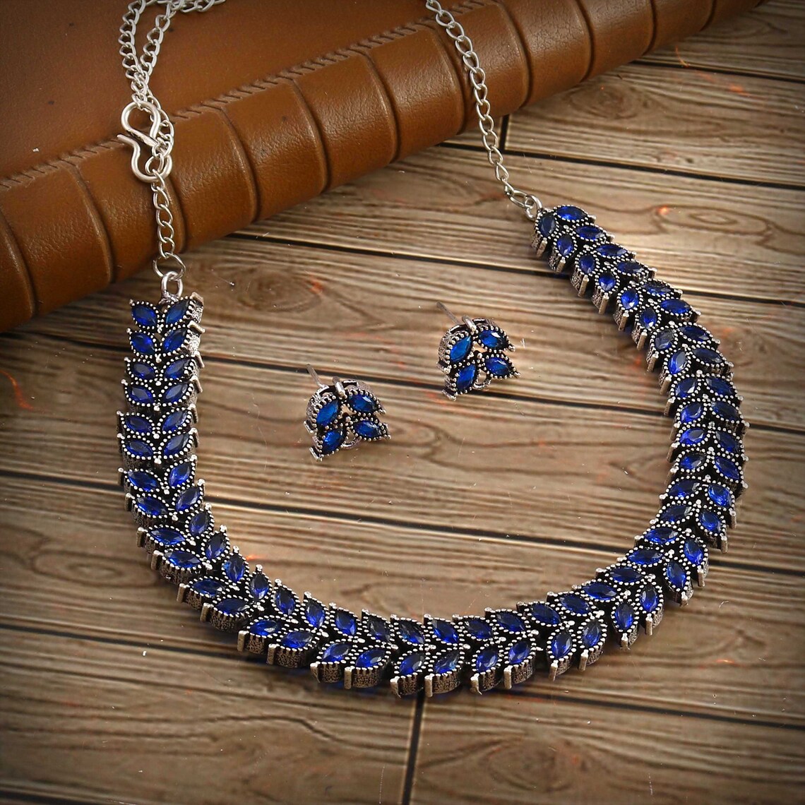 Oxidized Silver Designer Stone Wedding Party Wear Jewelry Set - Etsy