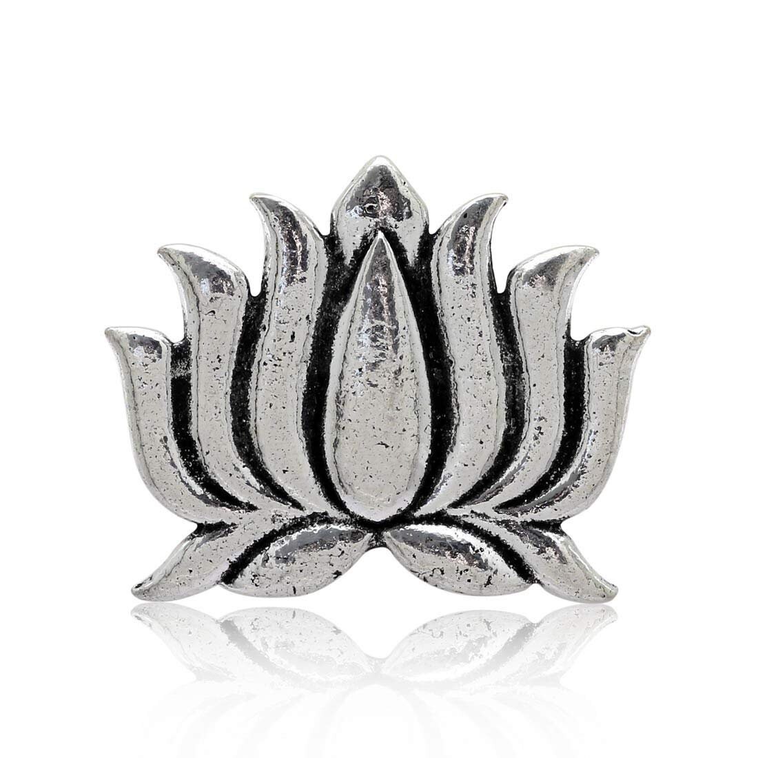 Oxidized Silver Plated Handmade Lotus Design Adjustable Ring/ | Etsy