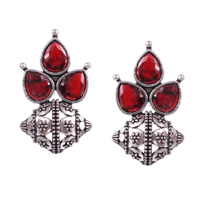 Oxidized Silver Plated Handmade Statement Party Wear Stone - Etsy