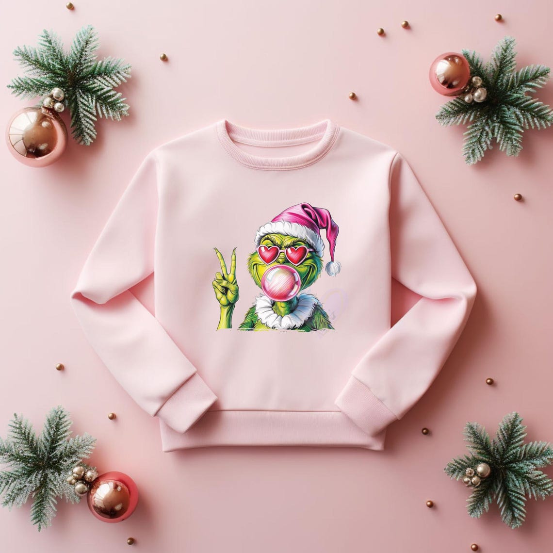 Pink Grinch Blowing Bubble PNG, Funny Grinch With Sunglasses, Vintage ...