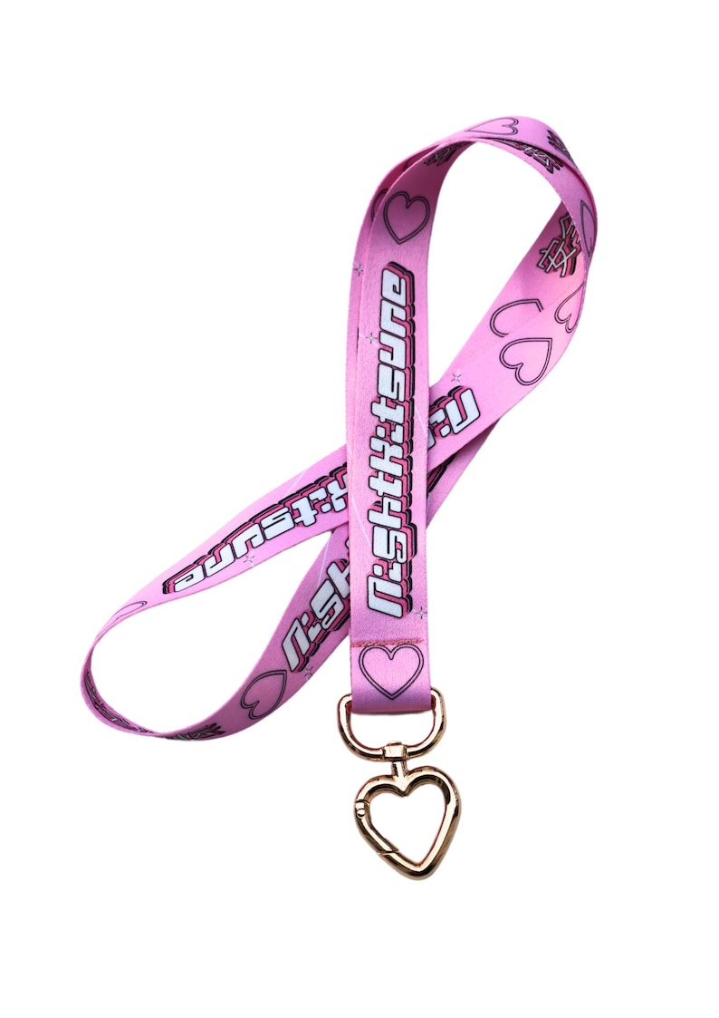 Y2k Kitsune Lanyard - Pink Anime Car Accessories With Gold Heart Clip ...