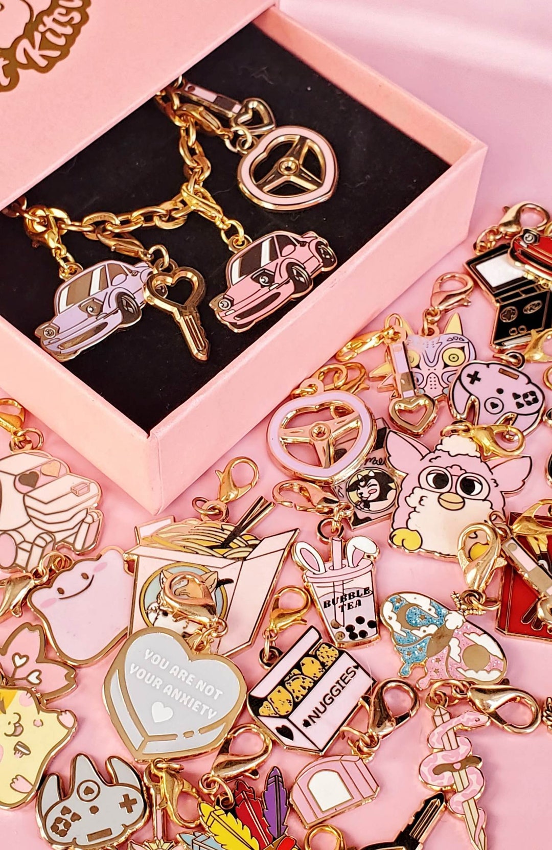 Customizable Charm Bracelet Hard Enamel Charms / Anime / Kawaii / Gamer ...