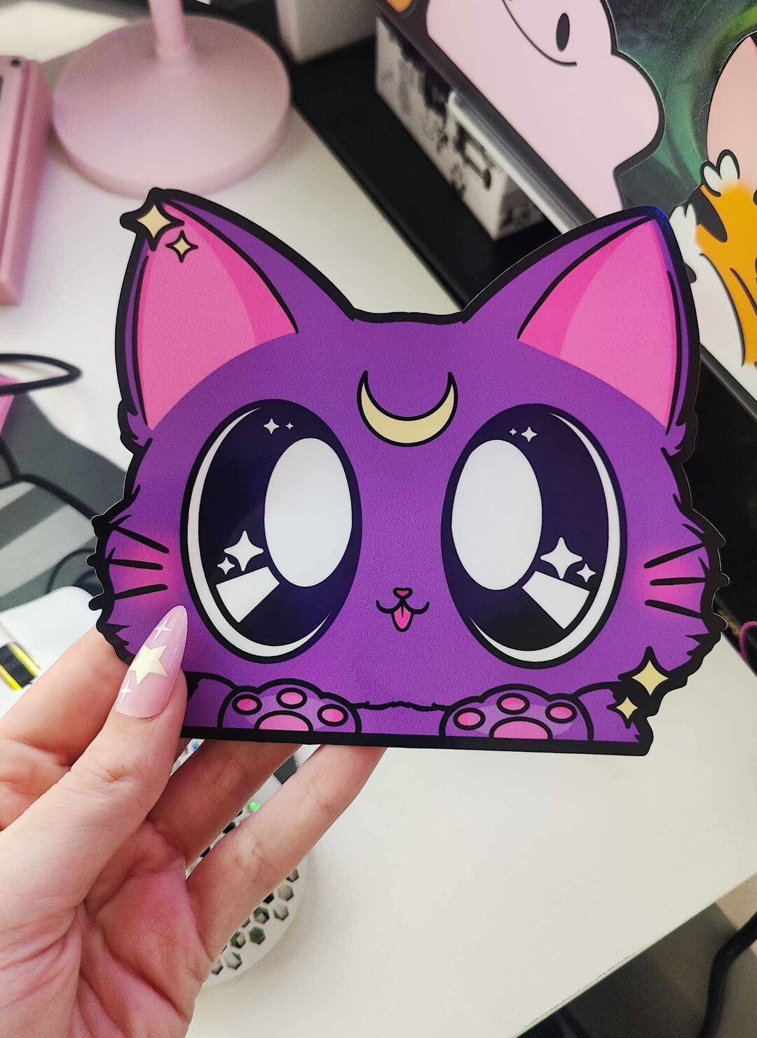 Purple Moon Kitty I Peeker Sticker I Car Sticker I Jdm Accessories I ...